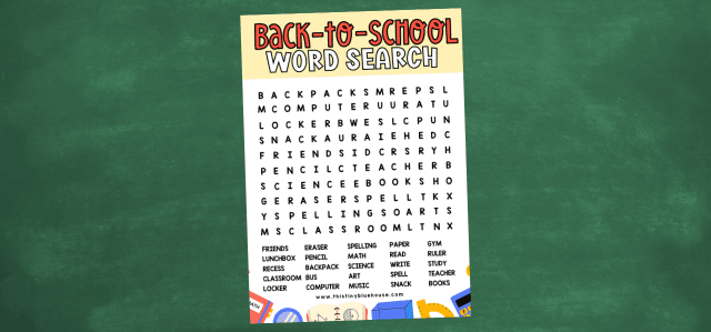 Back To School Word Search For Kids - This Tiny Blue House