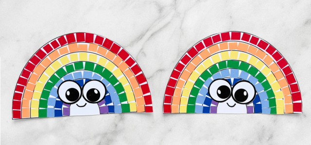 Rainbow Mosaic Craft (Free Printable Template) - This Tiny Blue House