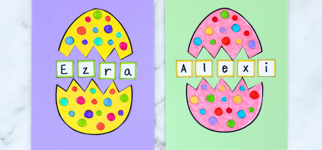 Easter Egg Name Craft - This Tiny Blue House