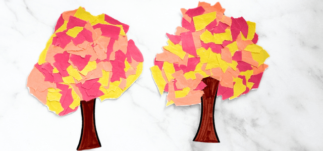 Torn Paper Fall Tree Craft - This Tiny Blue House