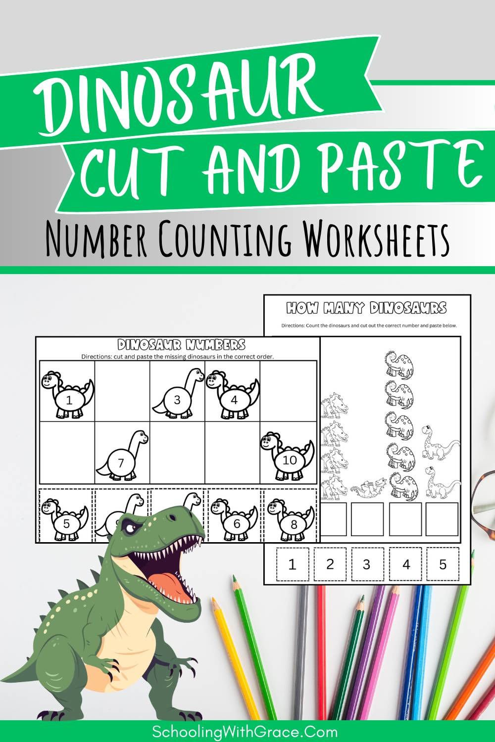Dinosaur Cut and Paste Numbers