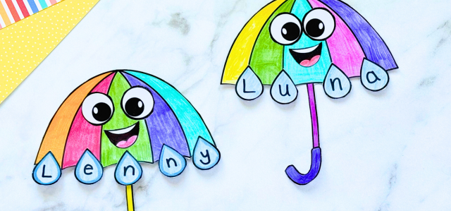 Umbrella Name Craft - This Tiny Blue House