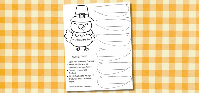 Thanksgiving Thankful Turkey Printable Craft - This Tiny Blue House