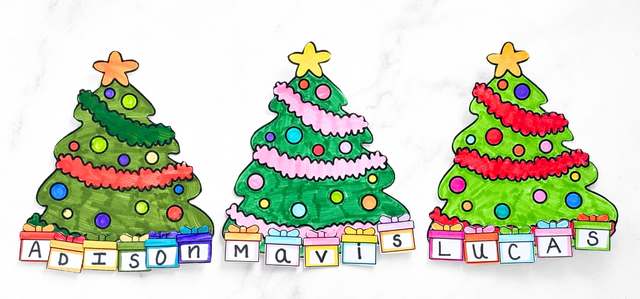 Christmas Gift Name Craft (Free Printable Template) - This Tiny Blue House