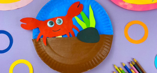 Rocking Paper Plate Crab Craft - This Tiny Blue House