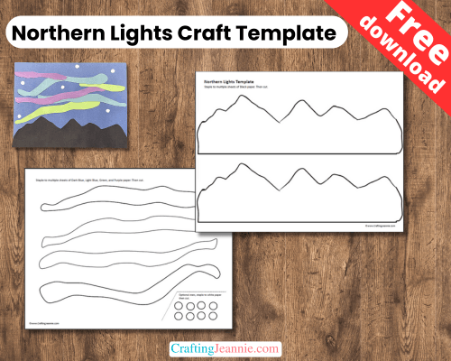 Northern Lights Craft (Free Template) - Crafting Jeannie