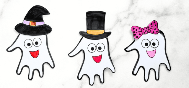 Handprint Ghost Craft (Free Printable Template) - This Tiny Blue House