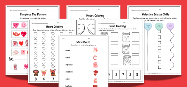 Preschool Valentine Worksheets (Free Printable) - This Tiny Blue House