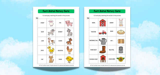 Farm Animal Memory Game (Free Printable Matching Game for Kids) - This ...