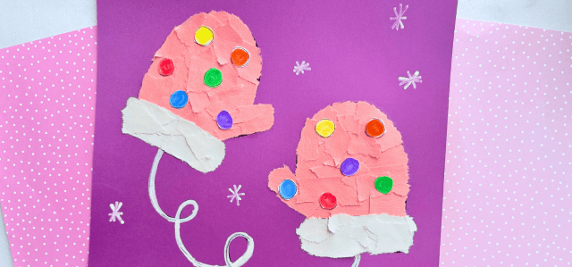 Torn Paper Mittens Craft - This Tiny Blue House