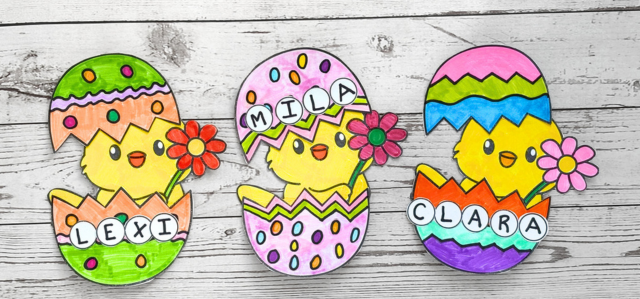 Easter Chick Name Craft (Free Printable Template) - This Tiny Blue House