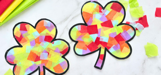 Rainbow Shamrock Suncatcher Craft - This Tiny Blue House