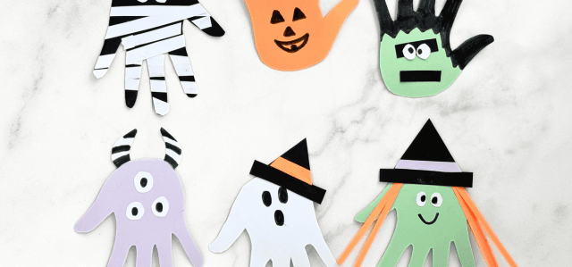 Halloween Handprint Wreath Craft (Free Template) - This Tiny Blue House