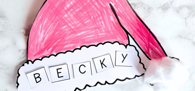 Santa Hat Printable Name Craft - This Tiny Blue House