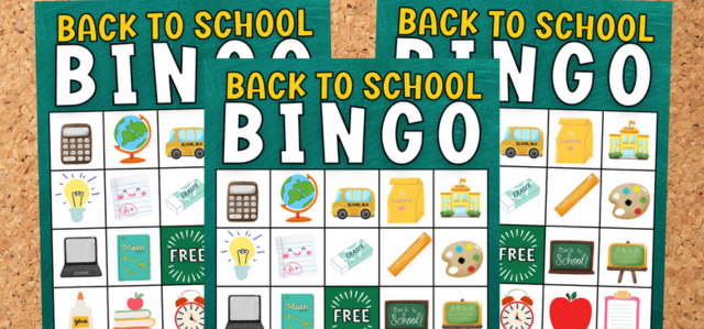 Back To School Bingo Printable (18 Cards) - This Tiny Blue House
