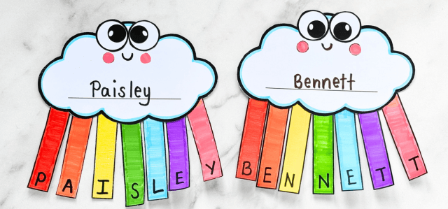 Rainbow Cloud Name Craft - This Tiny Blue House