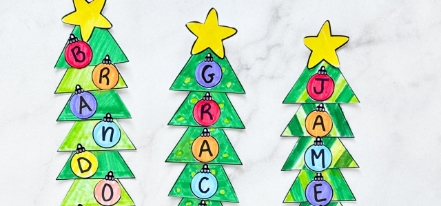 Christmas Tree Name Craft - This Tiny Blue House