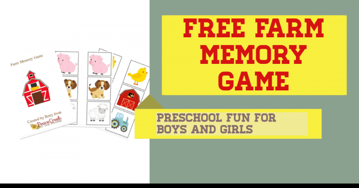 FREE Farm Memory Game - Peace Creek On The Prairie