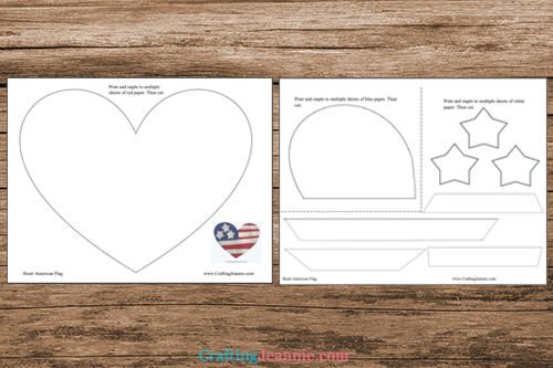 Heart American Flag Craft (Free Template) - Crafting Jeannie