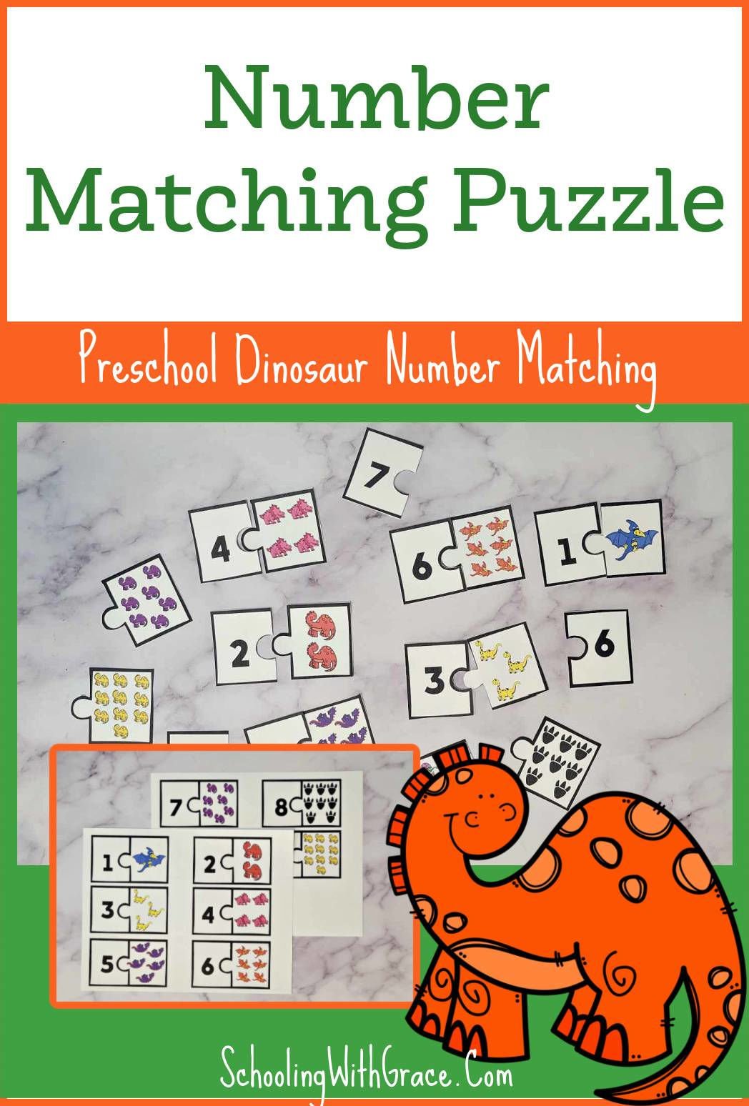 Dinosaur Number Matching Puzzle
