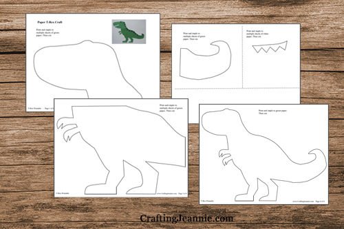 T-Rex Dinosaur Craft (Free Template) - Crafting Jeannie