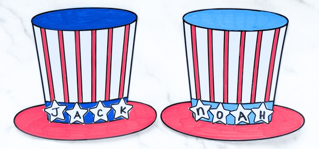 Patriotic Hat Name Craft - This Tiny Blue House