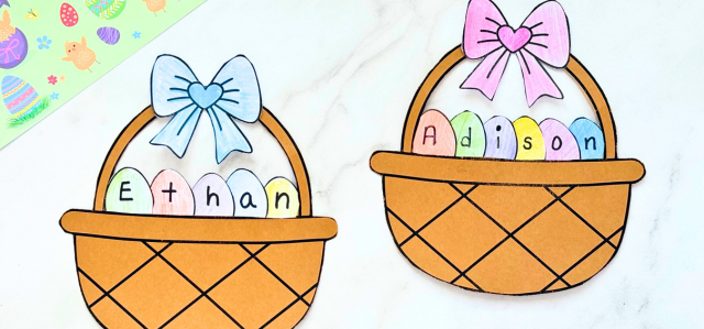 Easter Basket Name Craft - This Tiny Blue House