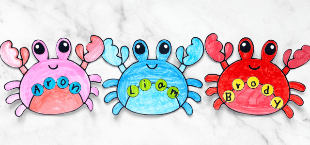 Crab Name Craft (Free Printable Template) - This Tiny Blue House