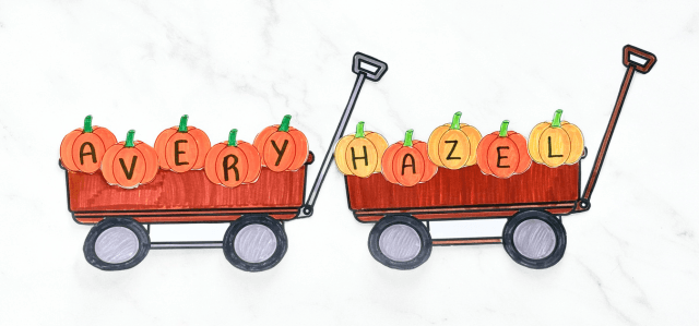 Pumpkin Wagon Name Craft - This Tiny Blue House