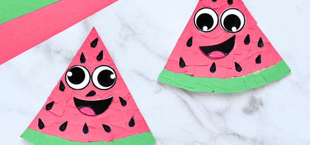 Torn Paper Watermelon Craft - This Tiny Blue House