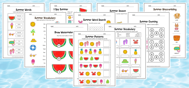 Summer Worksheets for Kids (Free 10-Page Bundle) - This Tiny Blue House