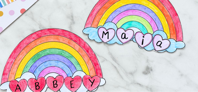 Rainbow Heart Name Craft - This Tiny Blue House