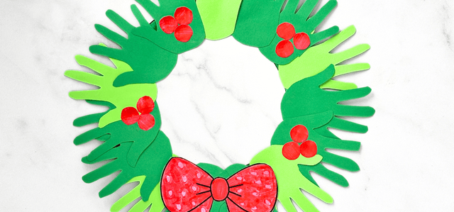 Christmas Handprint Wreath Craft (Free Printable Template) - This Tiny ...