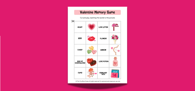 Valentine Memory Game (Free Printable Template) - This Tiny Blue House