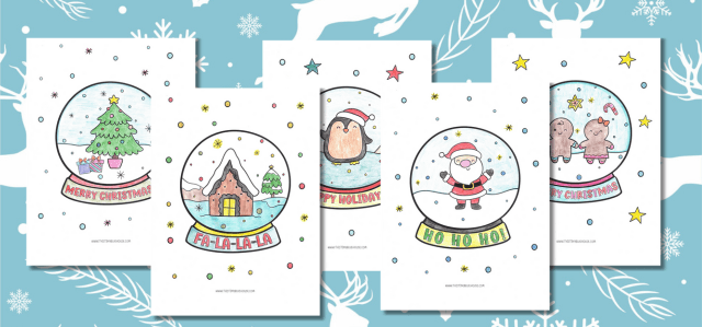 Christmas Snow Globe Coloring Pages - This Tiny Blue House